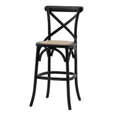 Pair Black Cross Back Bar Stool